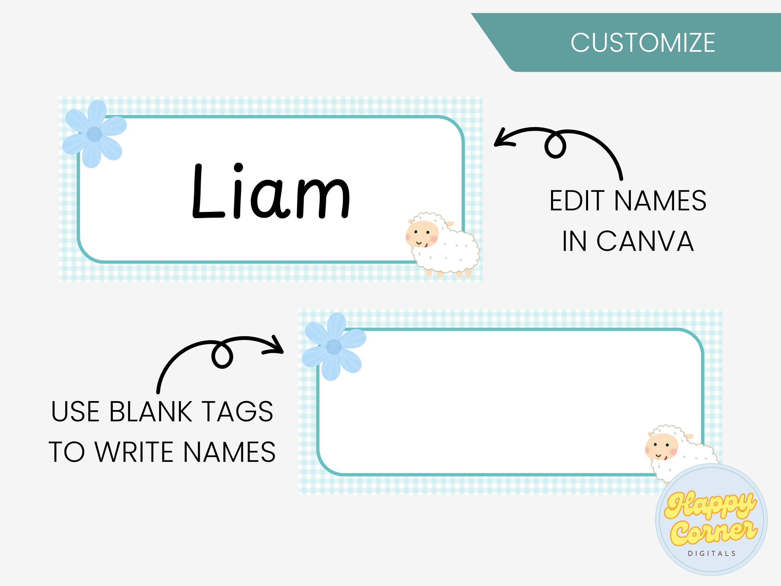 Spring Name Tags Editable Desk Name Labels for Students Name Tags for ...
