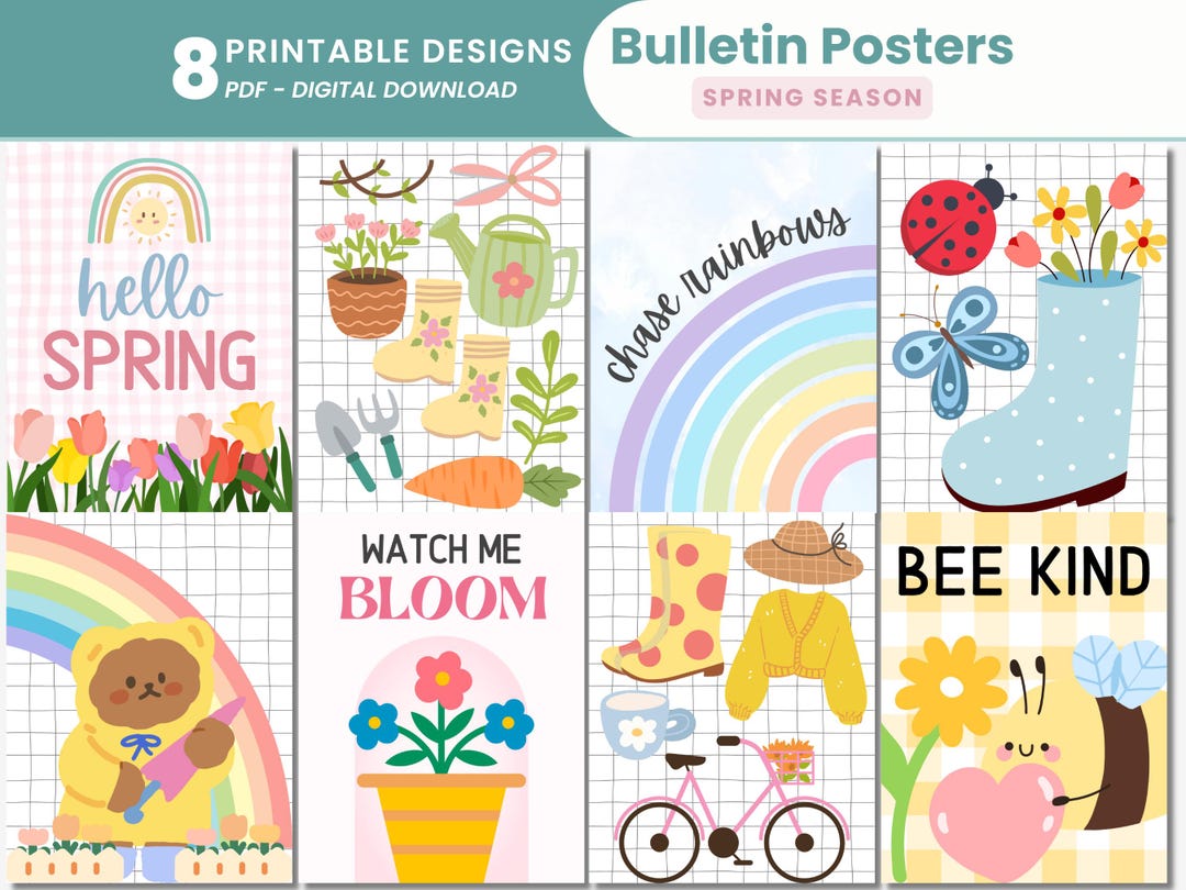 Spring Bulletin Posters Spring Quotes Classroom Posters Set April ...