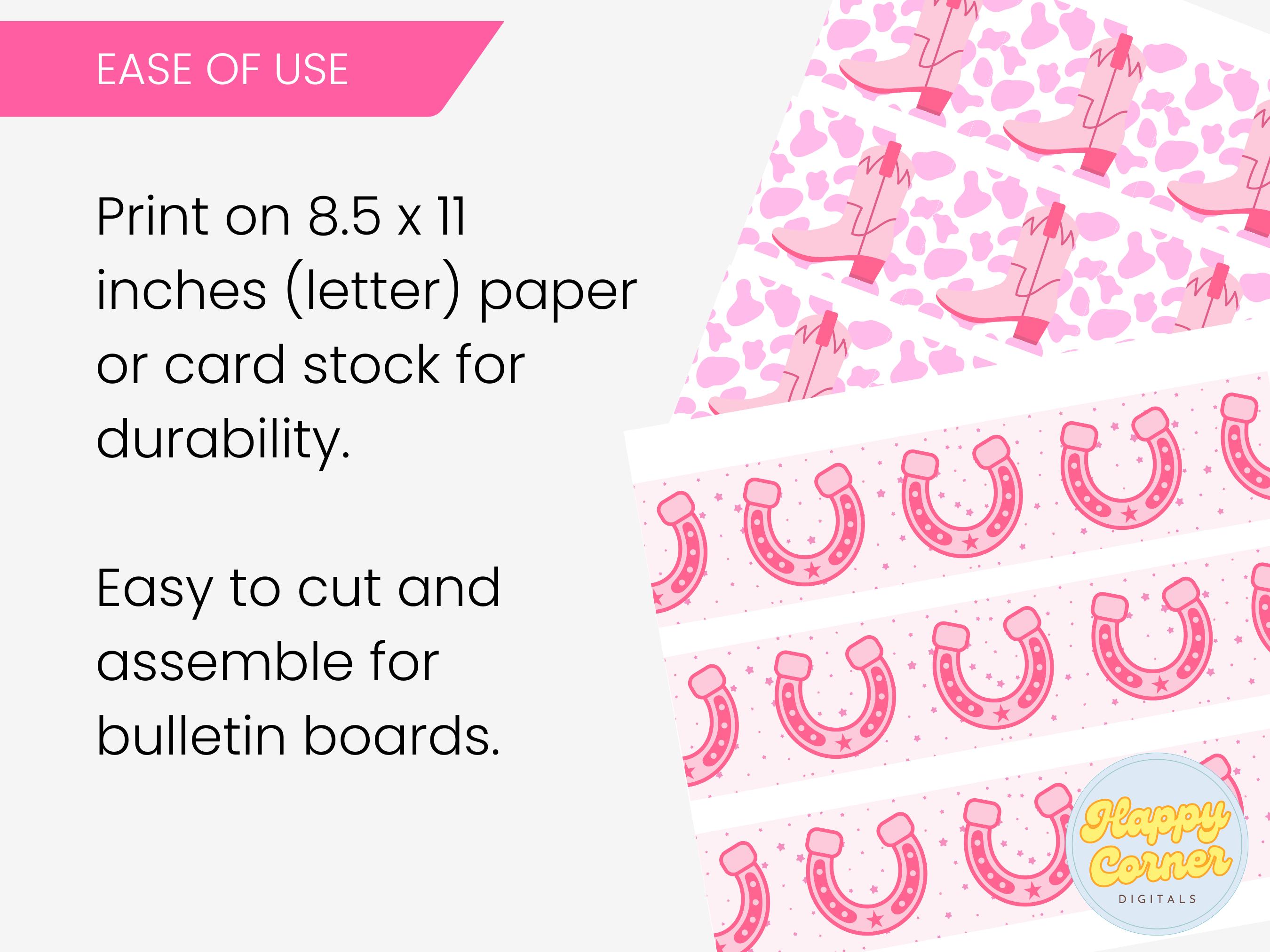Pink Cowgirl Bulletin Board Borders Printable Western Pink Display ...