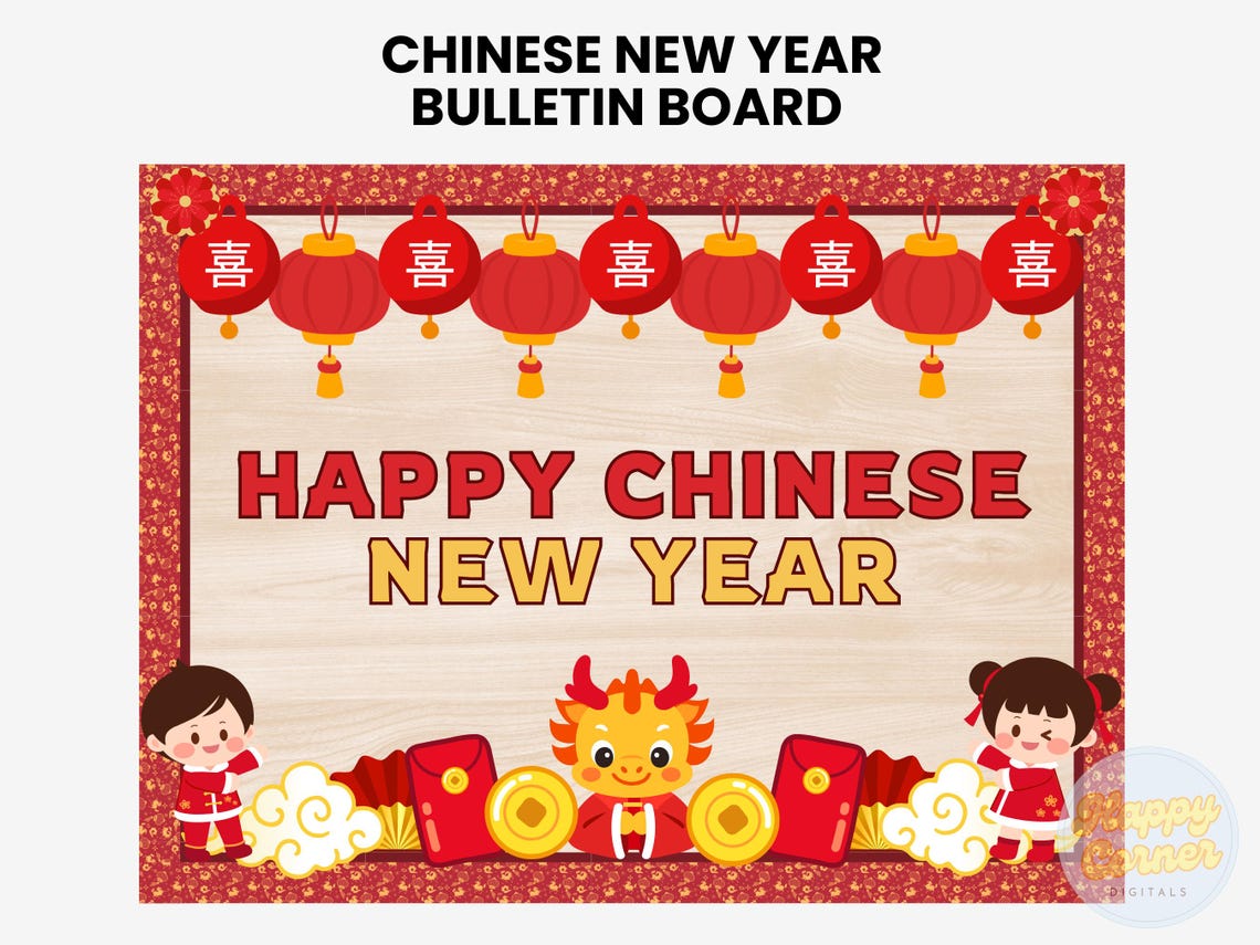 Happy Chinese New Year 2026 Dragon Theme Bulletin Board Kit Printable ...