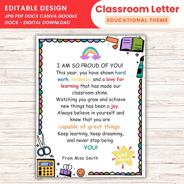 End of Year Letter to Students Preschool - Etsy