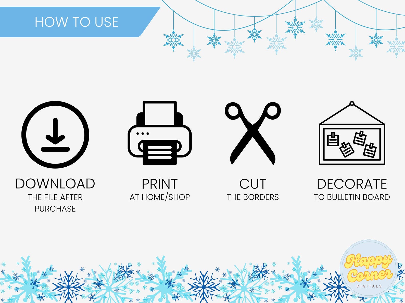 Winter Bulletin Board Borders Printable Blue Christmas Border Display ...
