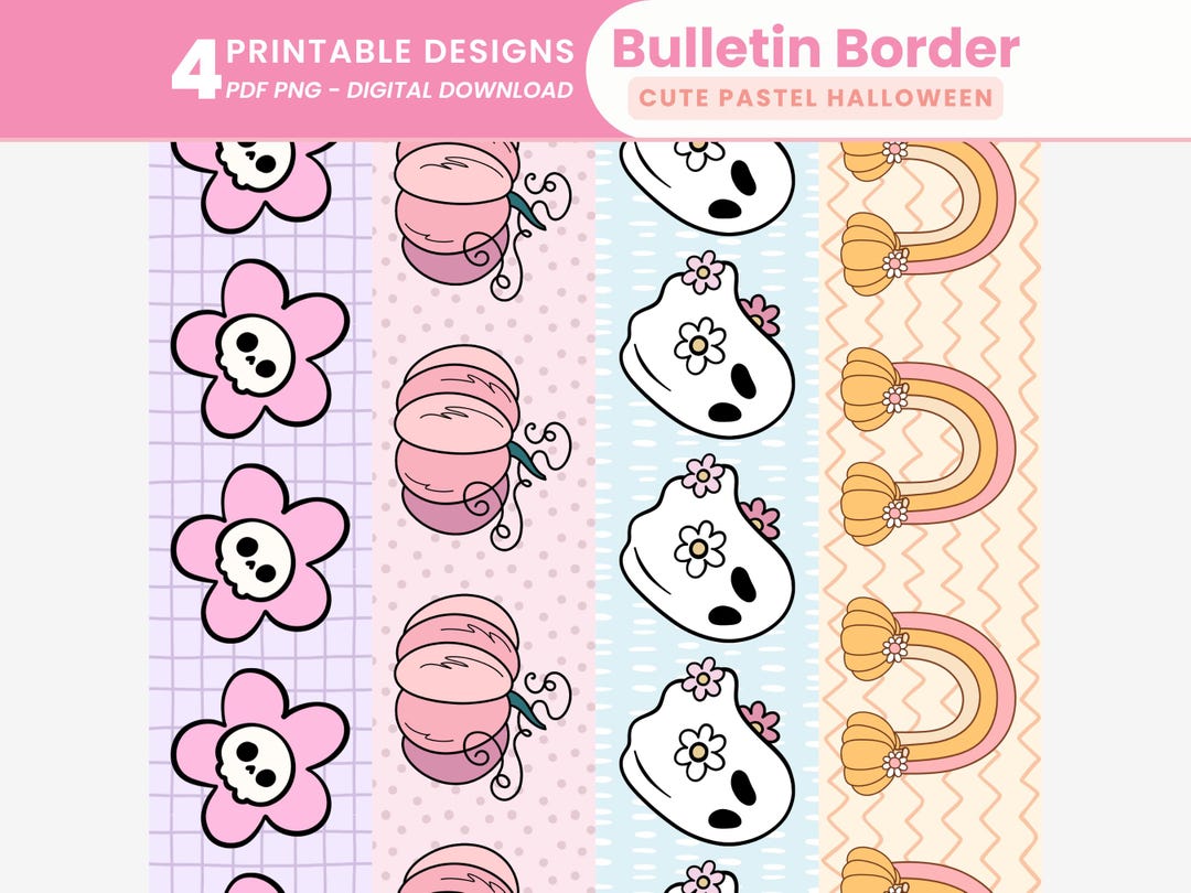 Cute Pastel Halloween Bulletin Board Borders Printable Pastel Halloween ...