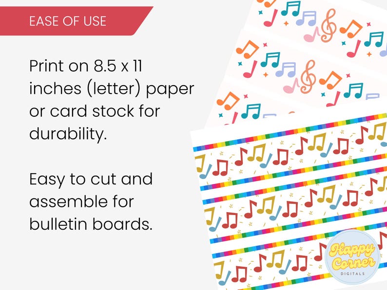 Music Notes Bulletin Board Border Printable Music Border Trims Music ...
