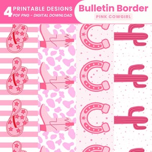 Pink Cowgirl Bulletin Board Borders Printable Western Pink Display ...