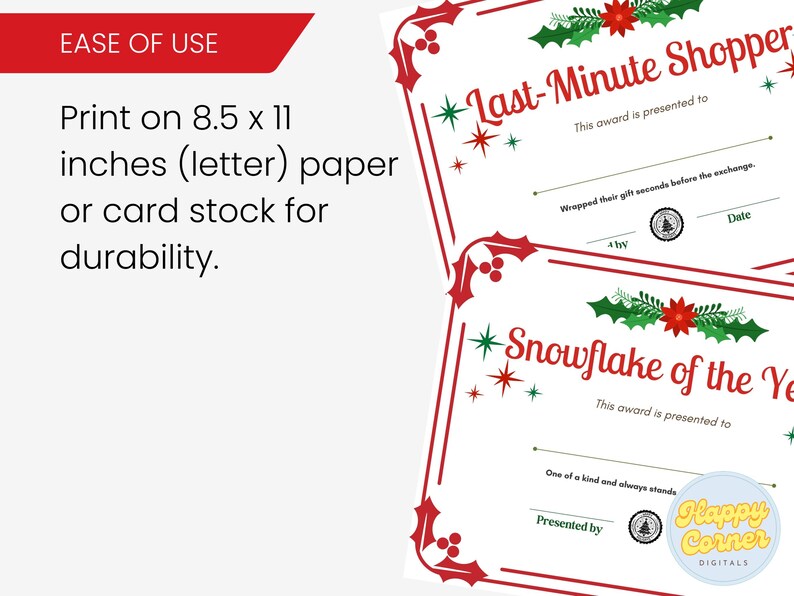 Funny Christmas Employee Award Certificates Editable Christmas Office ...