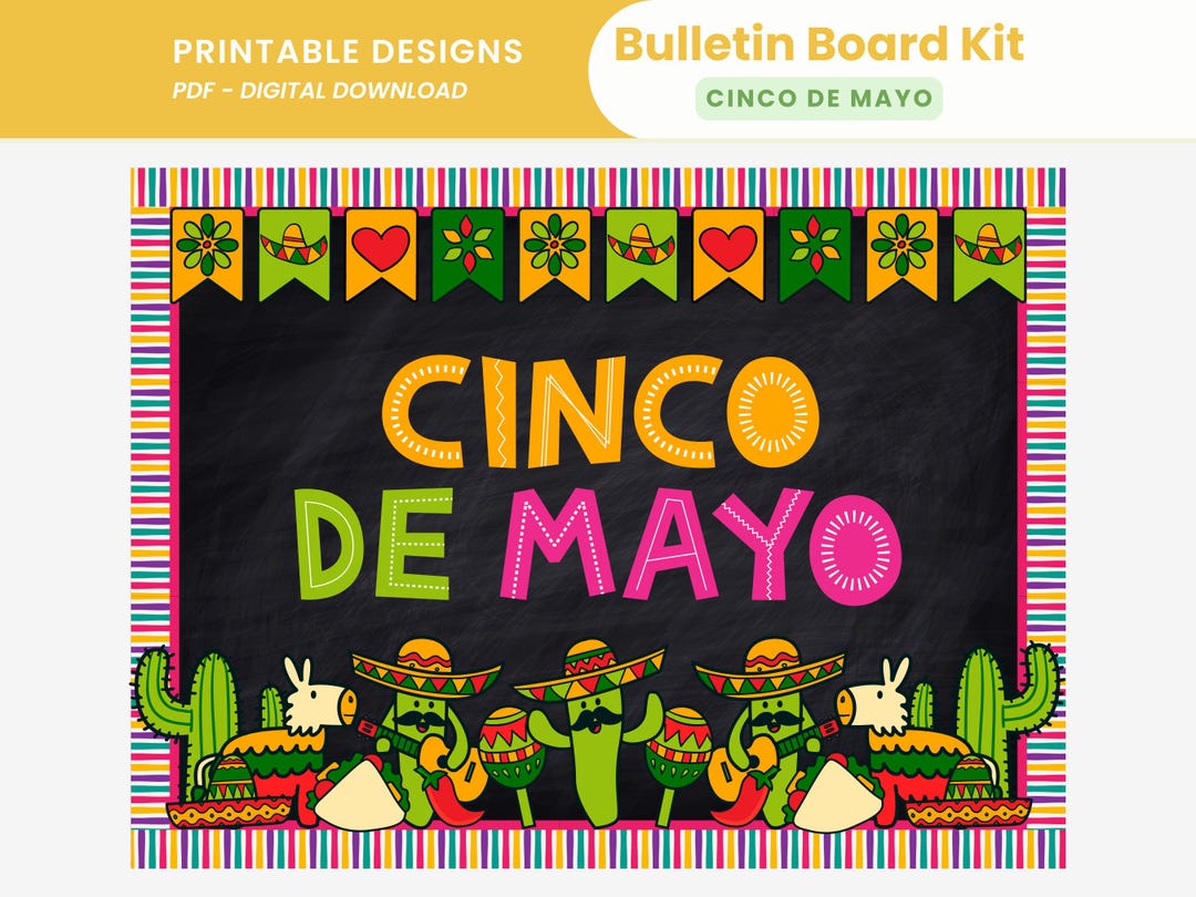 Cinco De Mayo Bulletin Board Kit Printable Mexican Fiesta Classroom May ...