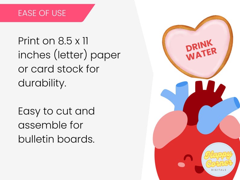 Sweet Tips for a Healthy Heart Bulletin Board Kit Printable School ...