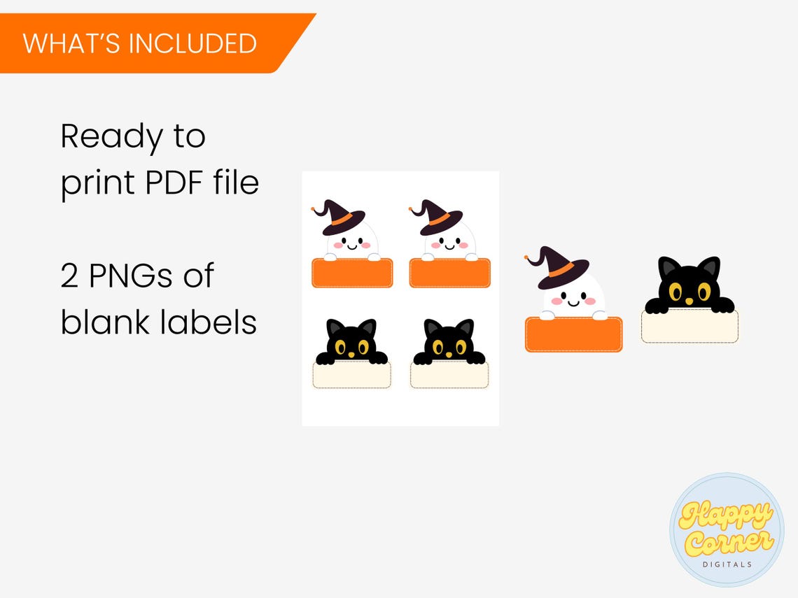 Halloween Cubby Name Tags Editable Ghost and Cat Name Tags Printable ...