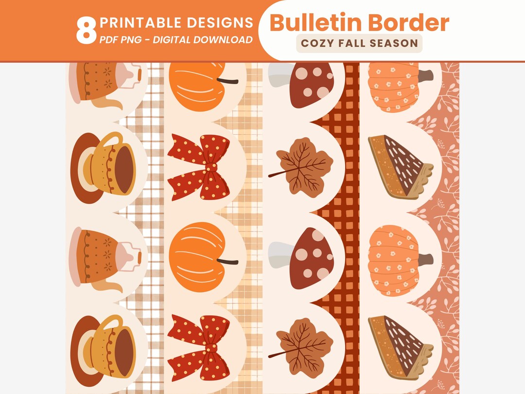 Cozy Fall Bulletin Board Borders Printable Cute Fall Bulletin Display ...