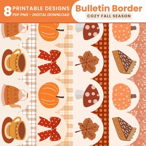 Cozy Fall Bulletin Board Borders Printable Cute Fall Bulletin Display ...