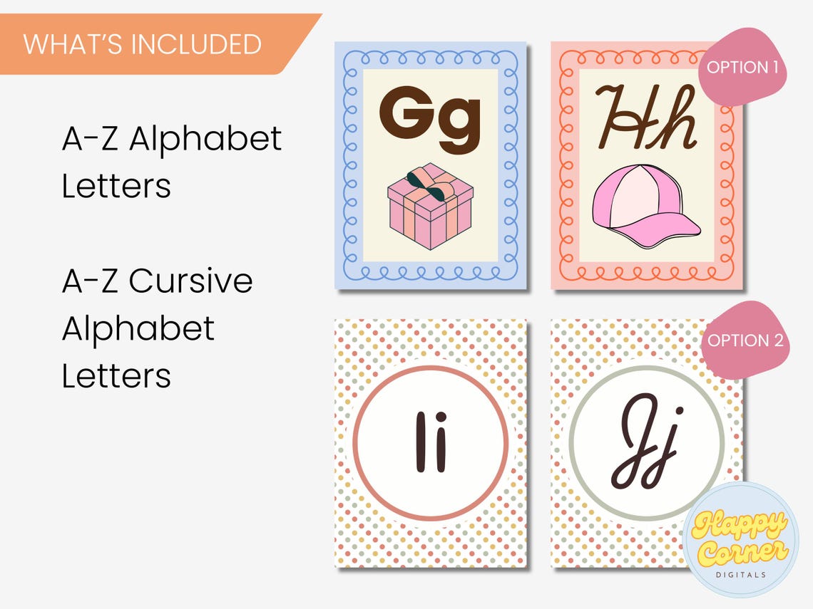 Pastel Retro Alphabet Wall Posters Printable Groovy Classroom Letters ...