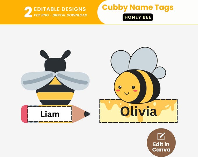 Editable Bee Classroom Name Tags, Classroom Label, Classroom Tags ...