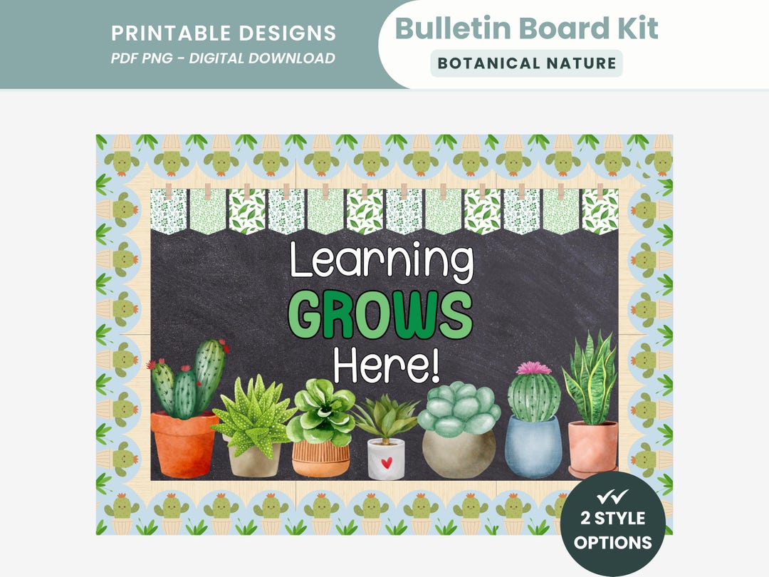 Botanical Nature Bulletin Board Kit Succulent Plants Theme Back to ...