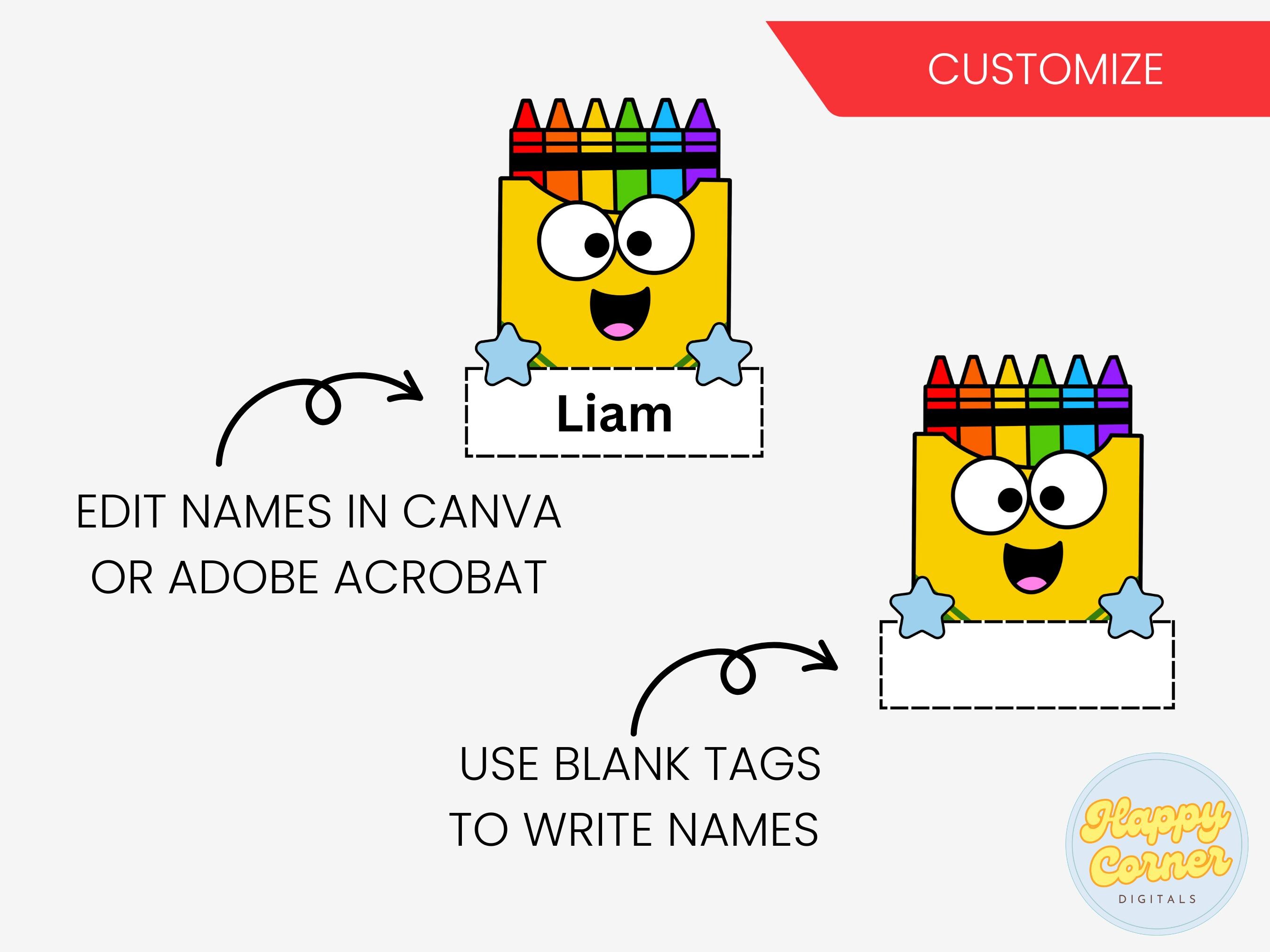 Educational Crayons Cubby Name Tags Printable Crayons Cubby Tags ...