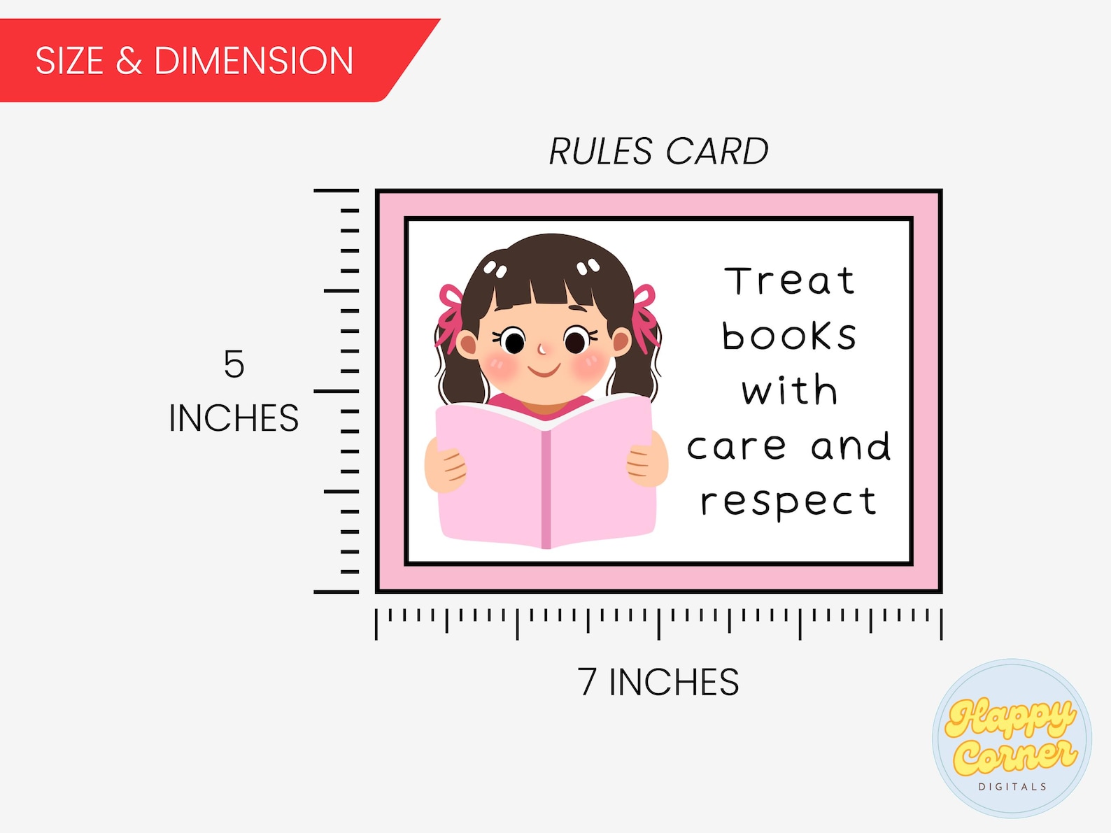 Library Rules Cards With Library Corner Signs Printable Pastel Library ...
