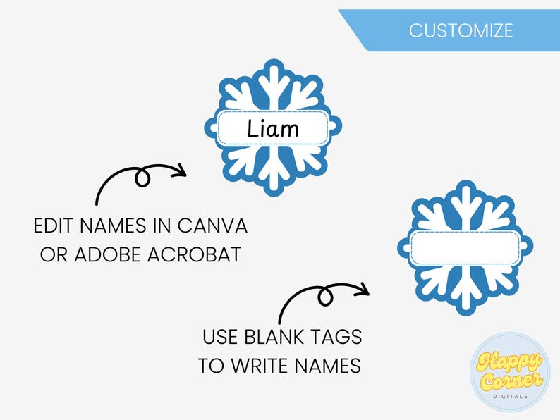 Snowflakes Cubby Name Tags Editable Winter Student Name Tags Winter ...
