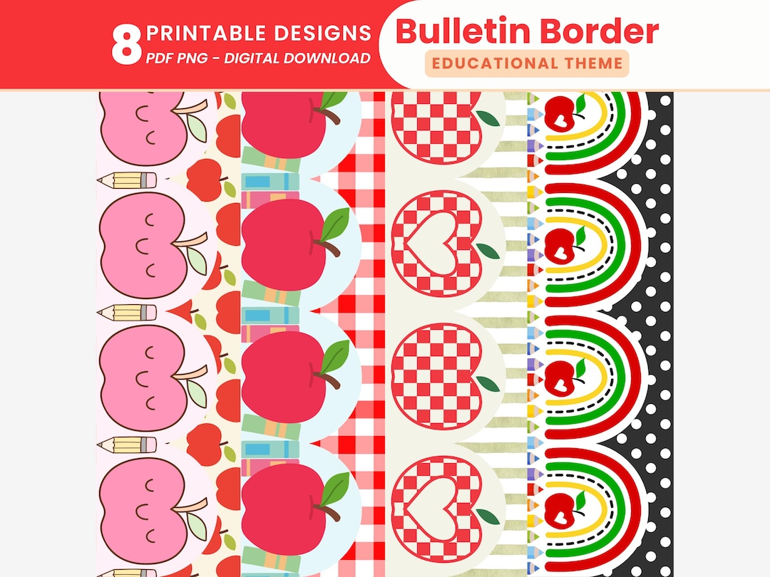 Apple Educational Bulletin Board Boarders Printable Apple Classroom ...