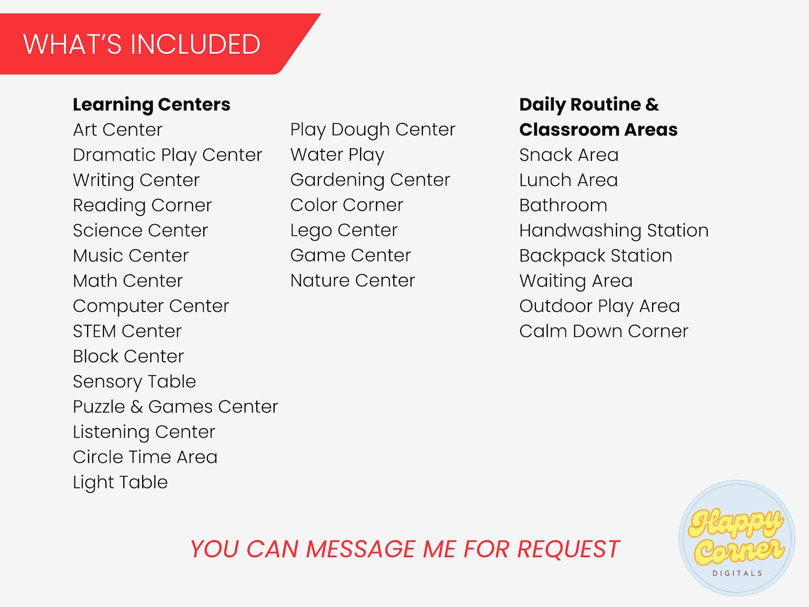 Preschool Center Signs Printable Daycare Classroom Labels Prek Learning ...