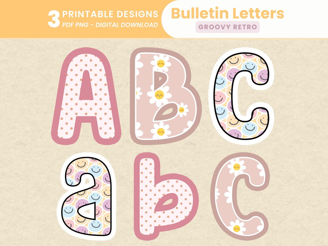 Groovy Retro Printable Bulletin Board Letters Classroom Decorations for ...
