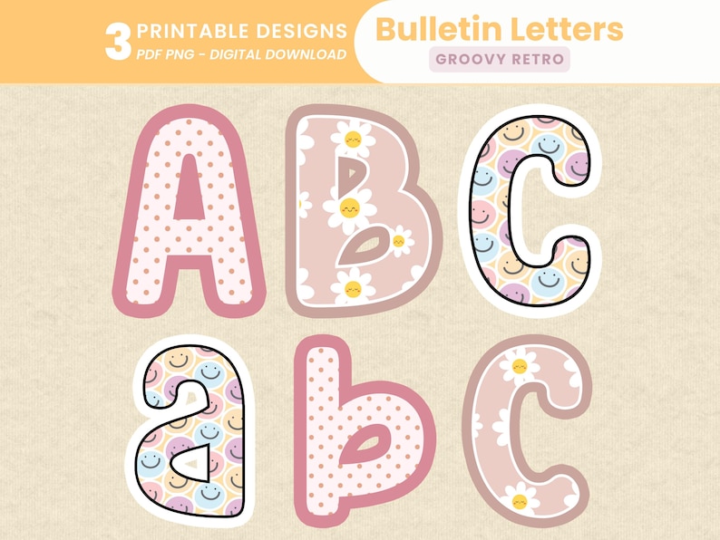 Groovy Retro Printable Bulletin Board Letters Classroom Decorations for ...