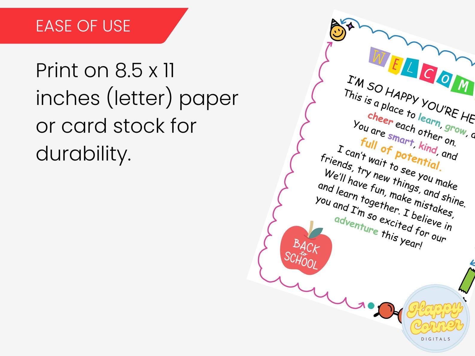 First Day of School Editable Letter for Students Welcome Back to School ...