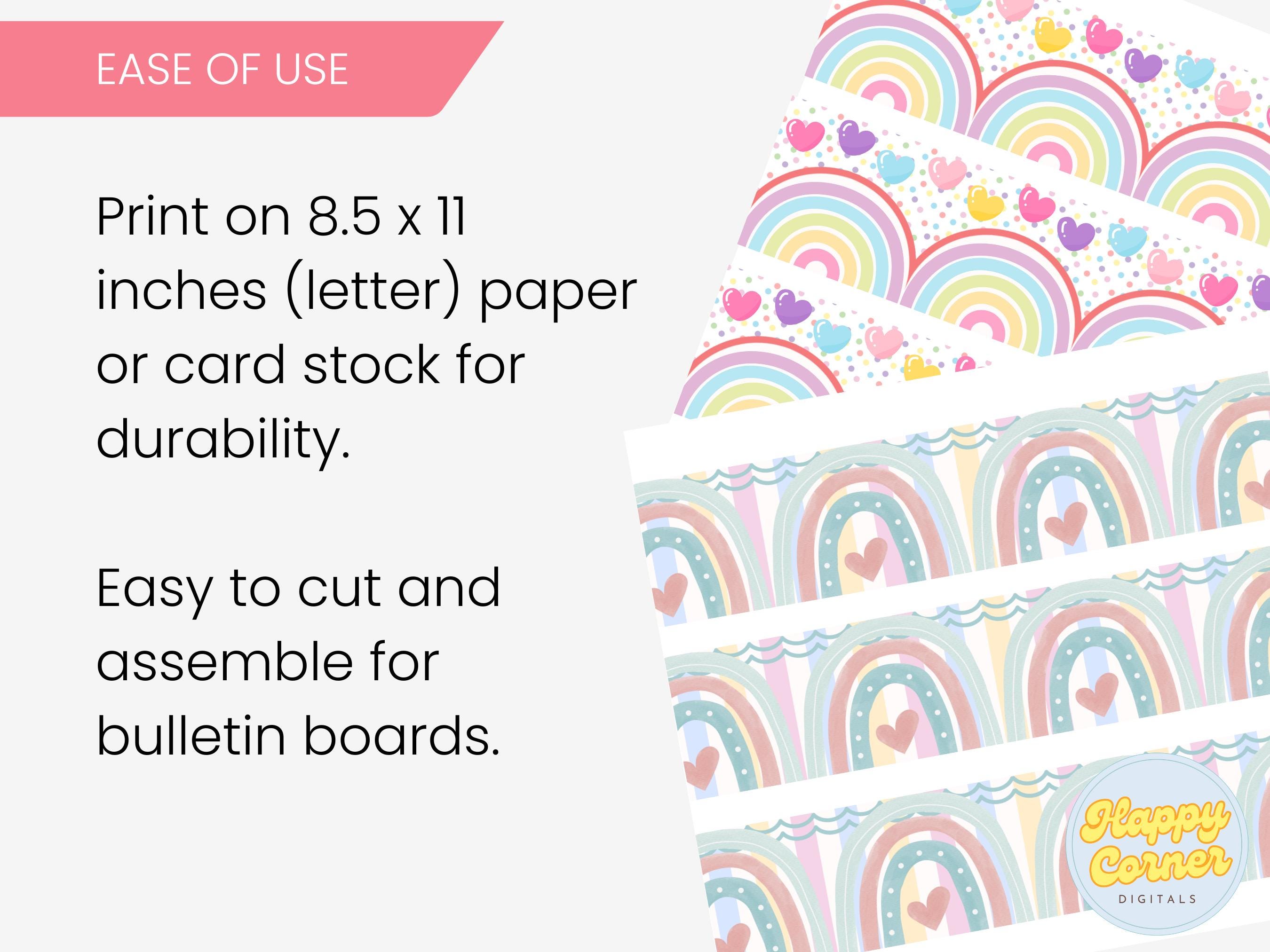 Pastel Rainbow Heart Bulletin Board Border for Classroom Decoration ...