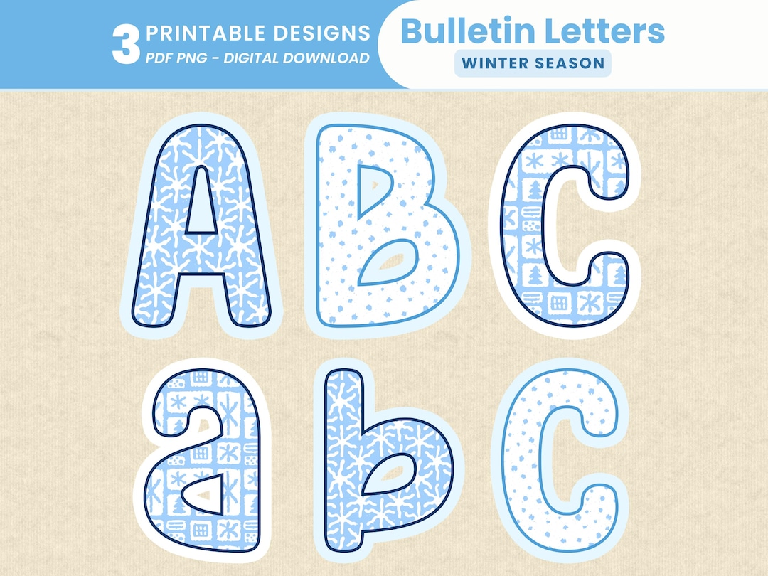 Winter Bulletin Board Letters Printable Snowflakes Alphabet Holiday ...