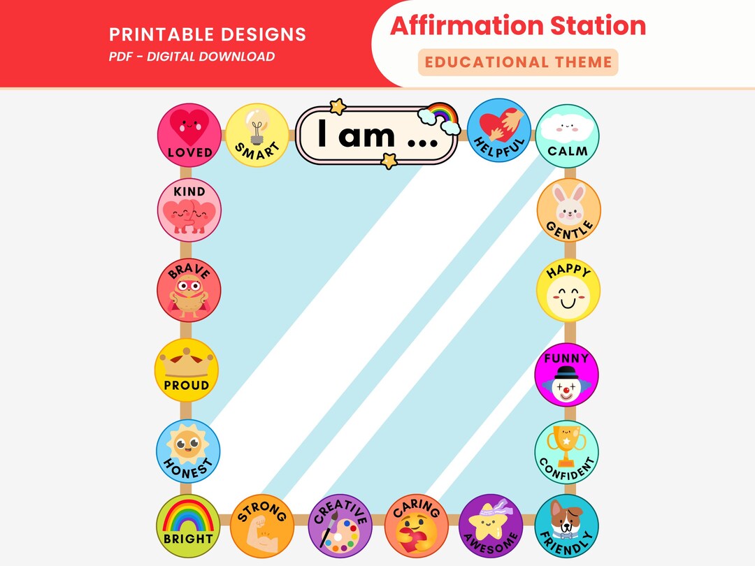 Bright Daily Affirmation Station Printable Colorful Positive Growth ...