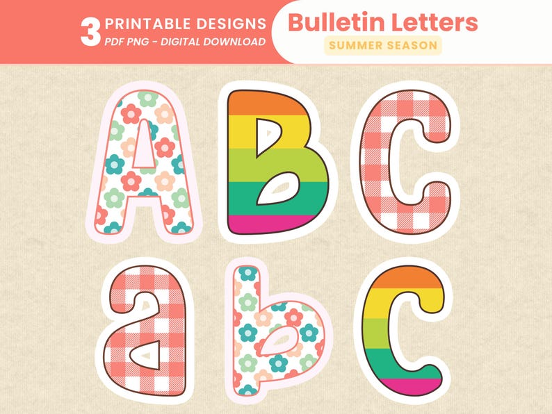 Summer Season Bulletin Letters and Numbers for Bulletin Board Display ...