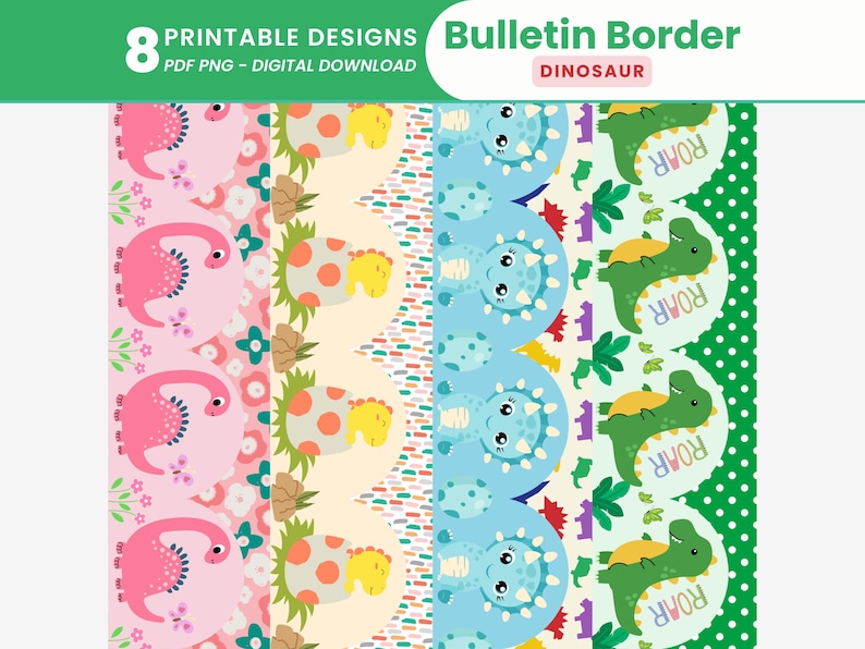 Dinosaur Bulletin Board Border Printable Kids Dinosaur Bulletin Boarder ...