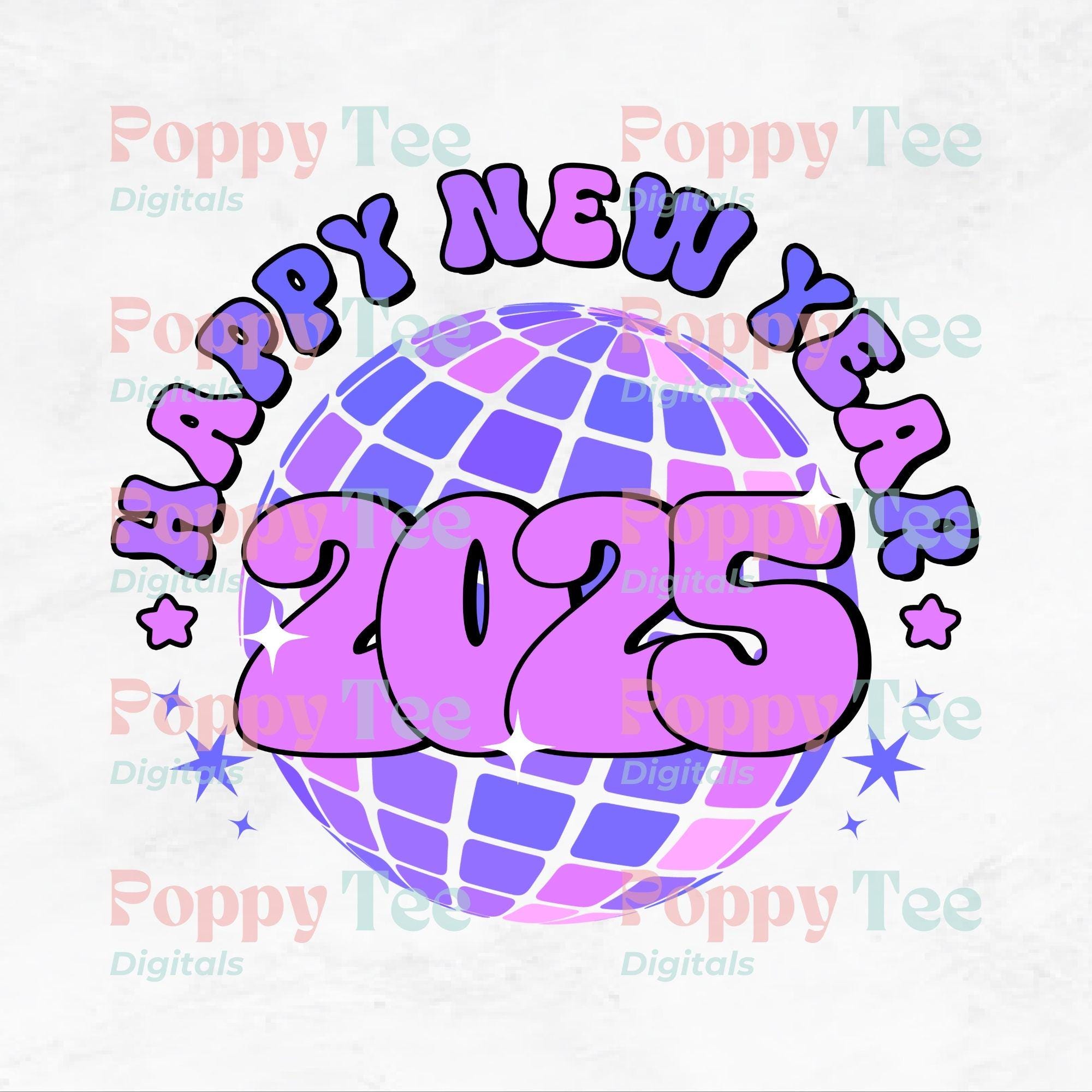 Happy New Year 2025 Shirt Design Png, Disco Ball New Year Shirt Png ...