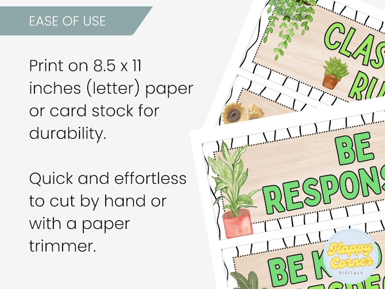 Botanical Nature Classroom Rules Posters for Bulletin Board Display ...