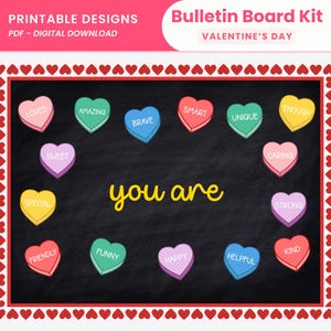 Valentine Positive Affirmations Bulletin Board Kit Printable Bright ...