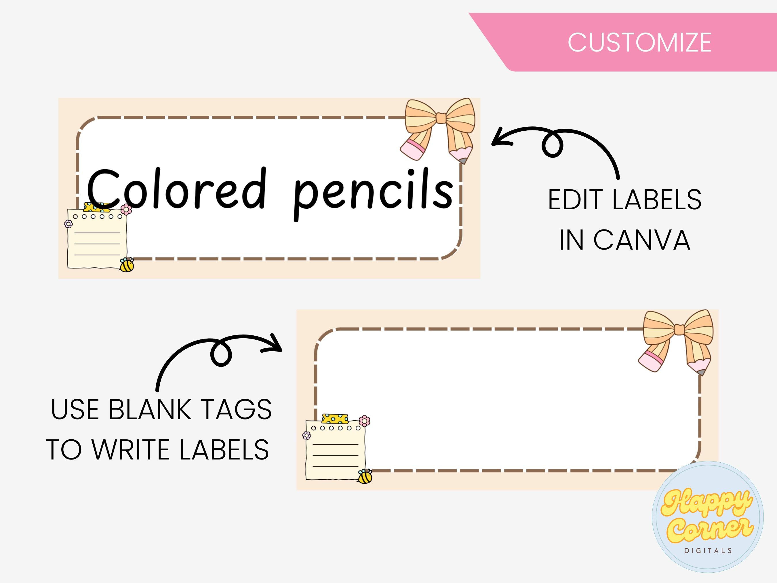 Cute Pastel Toolbox Labels Editable Bright Pastel Classroom Labels Back ...