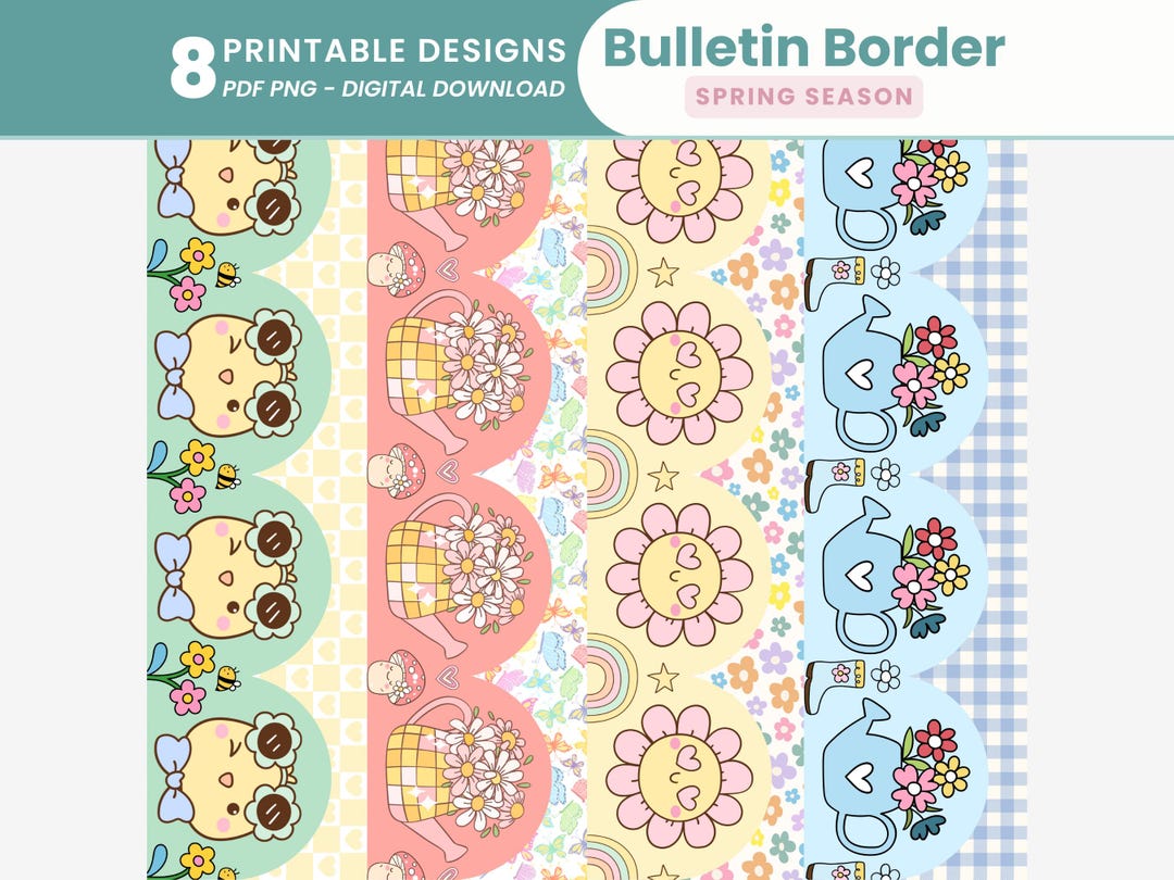 Pastel Groovy Spring Bulletin Board Borders Printable Spring Groovy ...