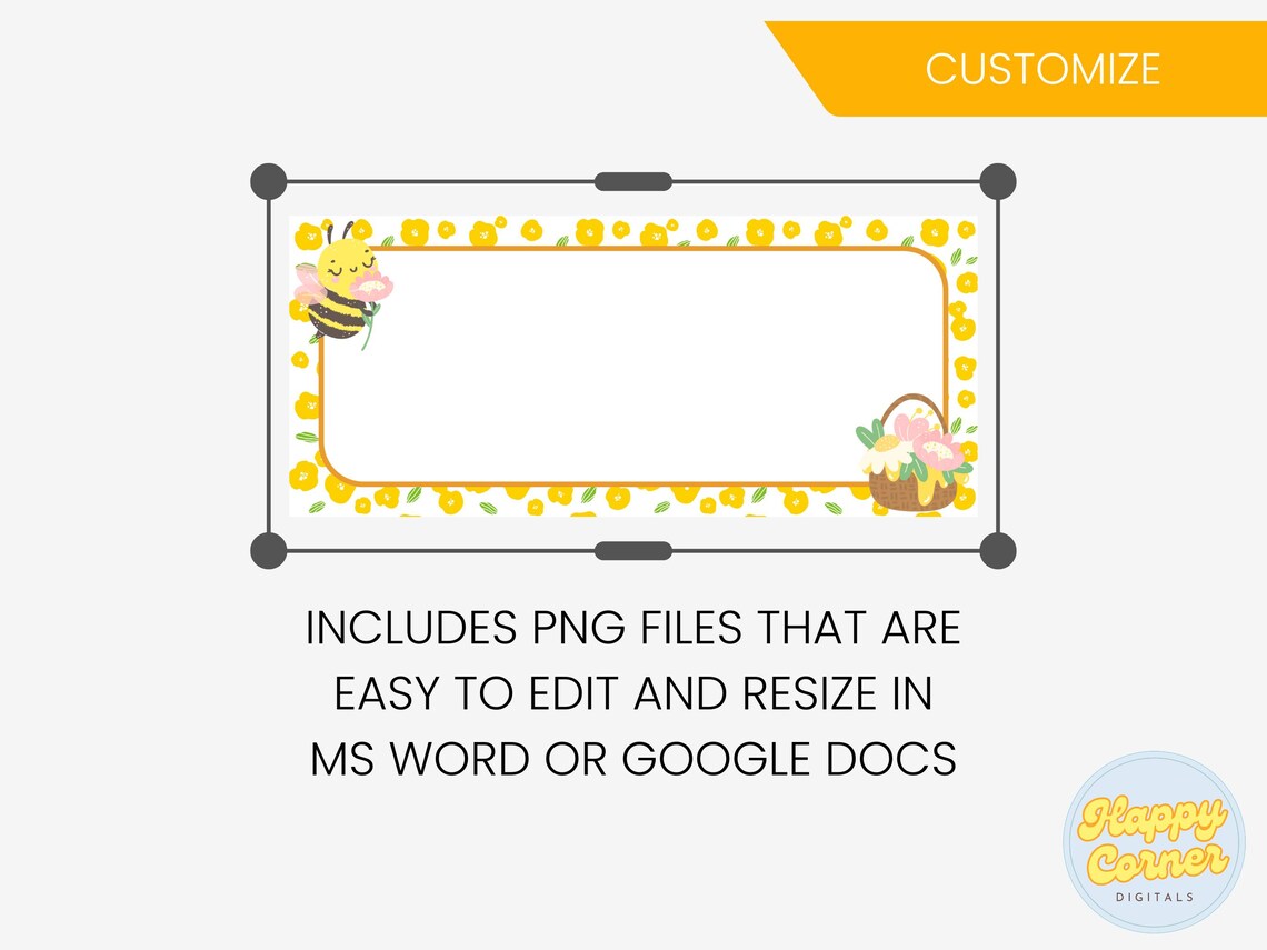 Honey Bee Desk Name Tags Printable Bee Student Name Tags Bumble Bee ...