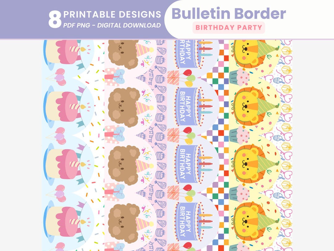 Birthday Party Bulletin Board Seamless Borders Printable Birthday ...