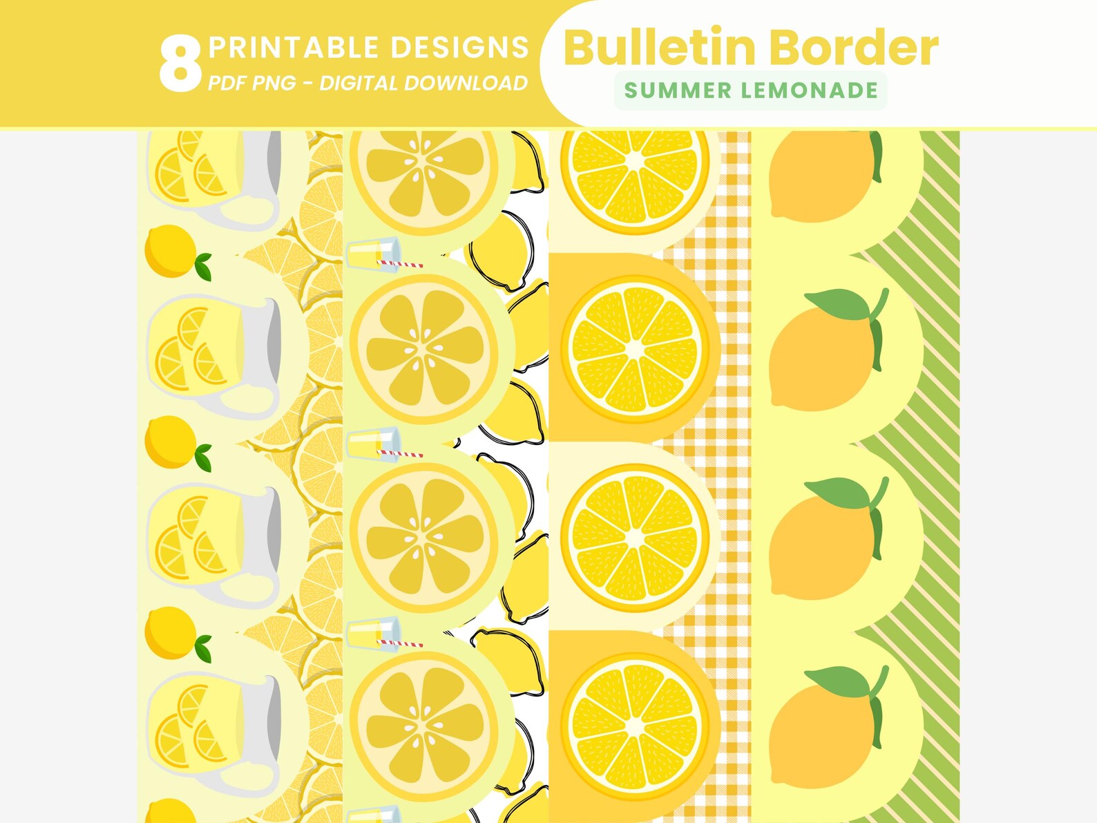 Lemon Bulletin Board Borders Printable Lemonade Display Borders Summer ...
