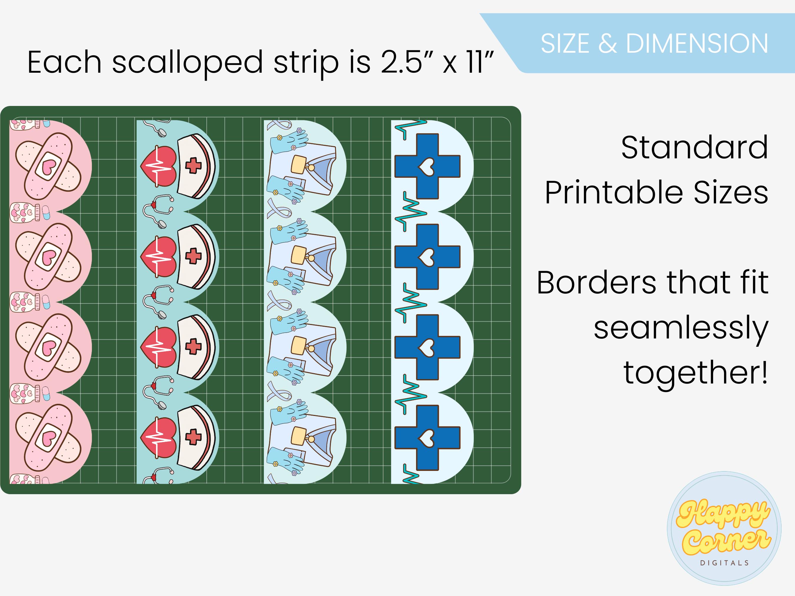 Nursing Health Care Bulletin Board Seamless Borders Printable School ...