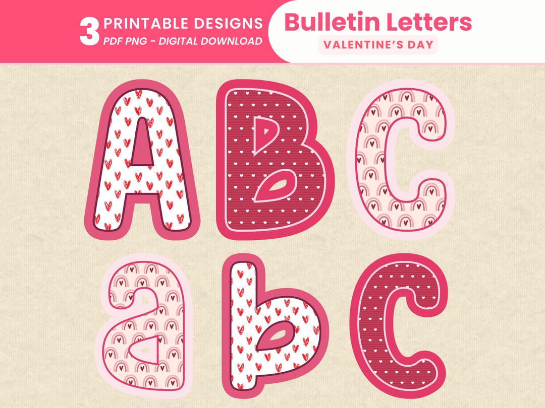 Valentine's Day Bulletin Board Letters and Numbers Printable Pink ...