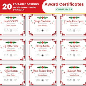 Funny Christmas Employee Award Certificates Editable Christmas Office ...