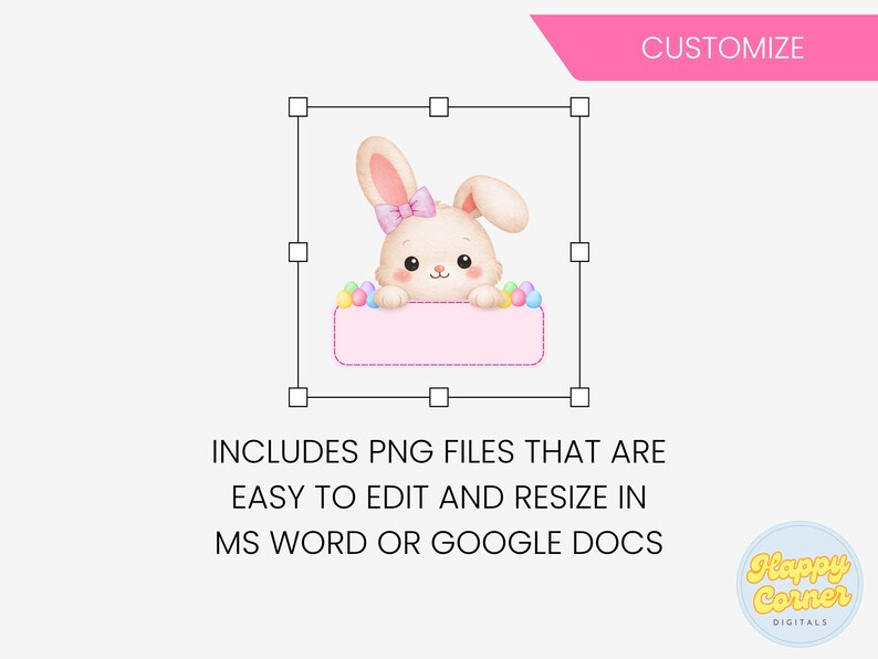 Easter Bunny Cubby Name Tags Editable Kawaii Rabbit Student Name Spring ...