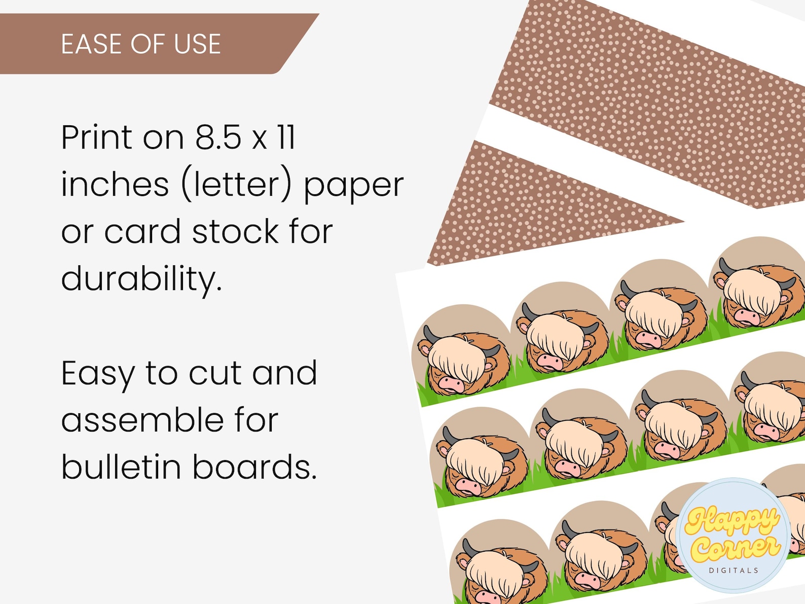 Highland Cow Bulletin Board Borders Printable Farmhouse Classroom Decor ...