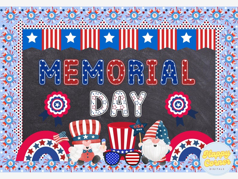 4th of July Bulletin Board Kit Memorial Day Classroom Display Printable ...