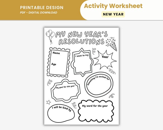 New Year 2026 Reflections and Goals Foldable Activity for Kids ...