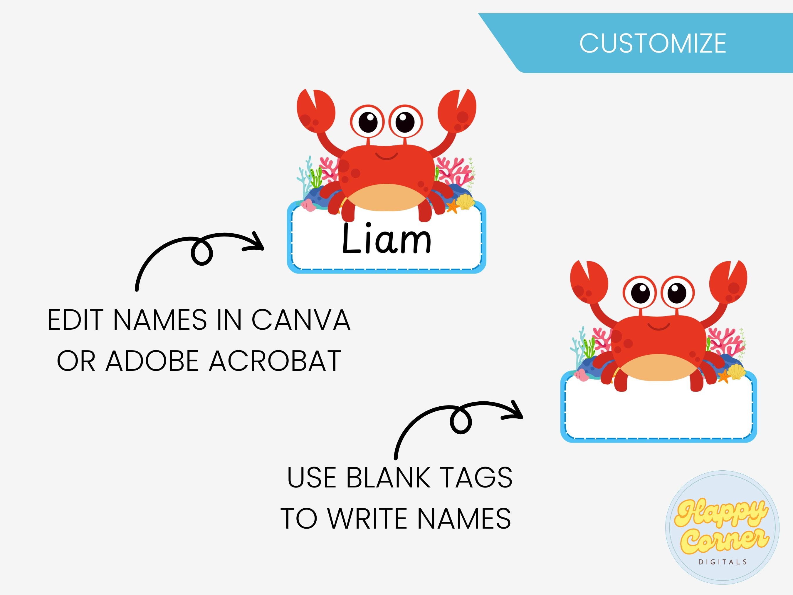 Ocean Cubby Name Tags Editable Beach Student Name Tags Under the Sea ...