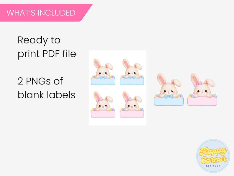 Easter Bunny Cubby Name Tags Editable Kawaii Rabbit Student Name Spring ...