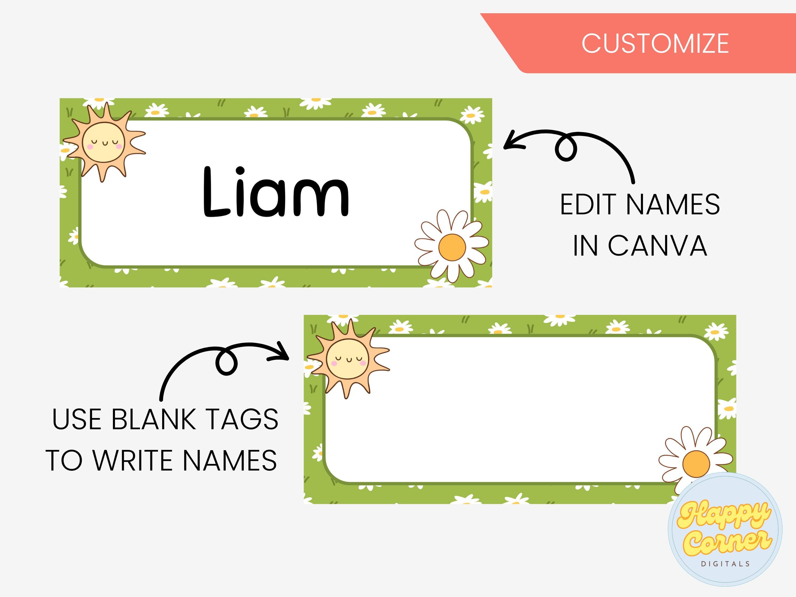 Summer Desk Name Tags Printable Summer Student Names Tags Editable Cute ...