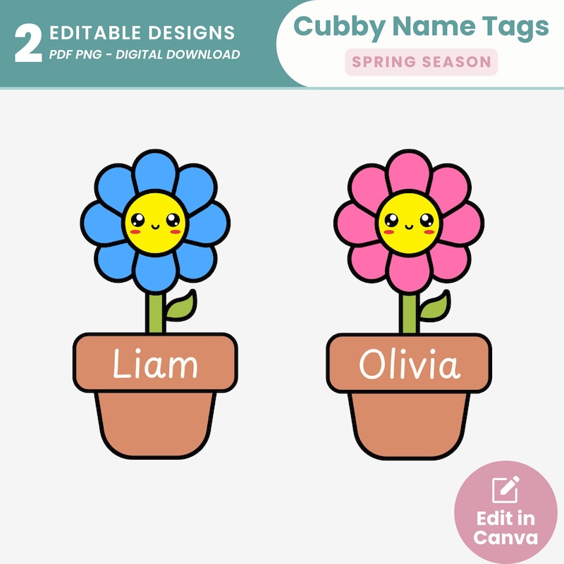 Flower Name Tags - Etsy